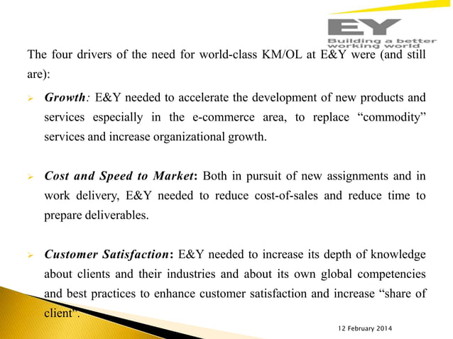 Knowledge Management at Ernst & Young ppt | PPTX