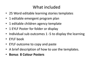Eylf learning stories template 5 | PPT