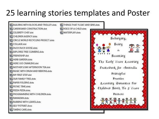 Eylf learning stories template 5 | PPTX