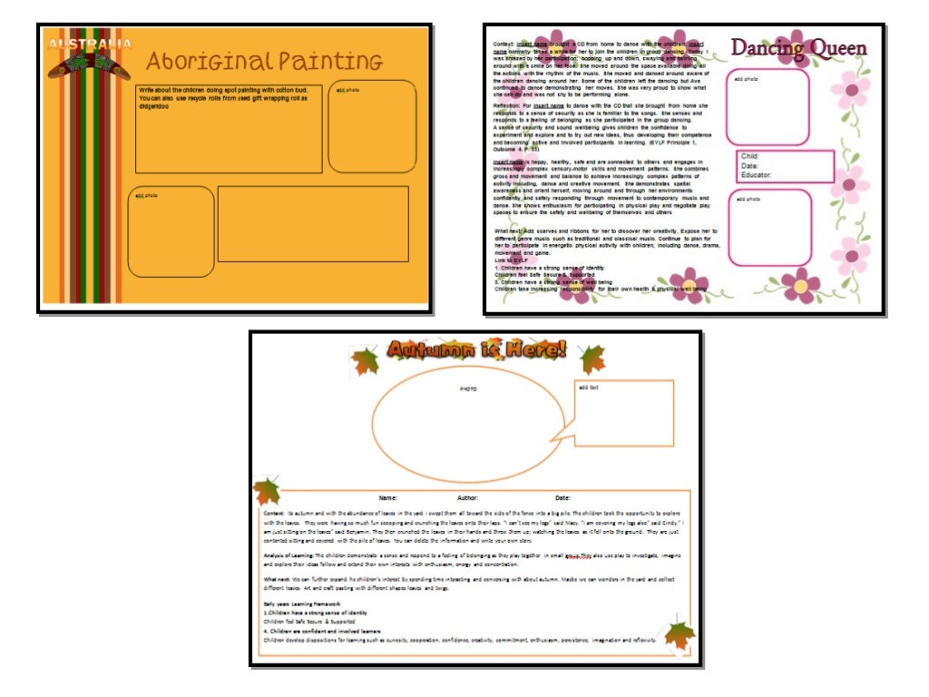 Eylf word learning stories templates 1