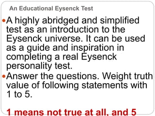 Eysenck type personality test | PPTX