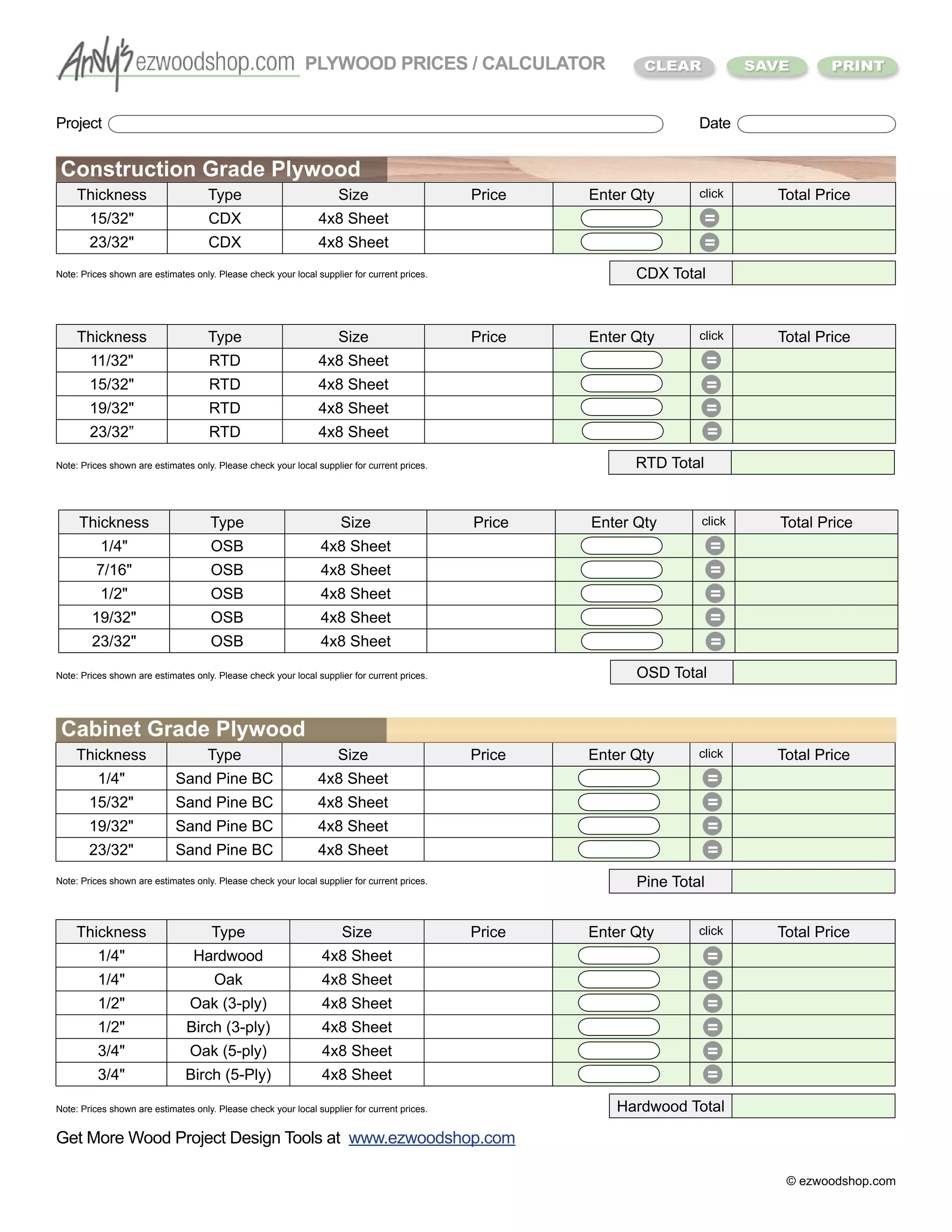 Plywood Calculator - Woodworking Guide | PDF