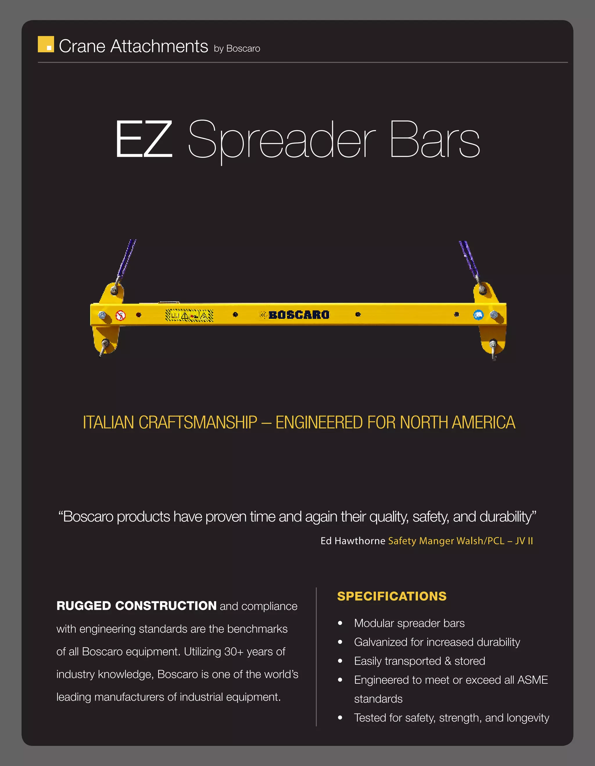 EZ Spreader Bars Brochure - Eagle West Equipment | PDF