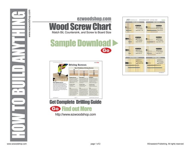 Wood Screw Chart - Woodworking Guide | PDF | Woodworking | Arts and Crafts