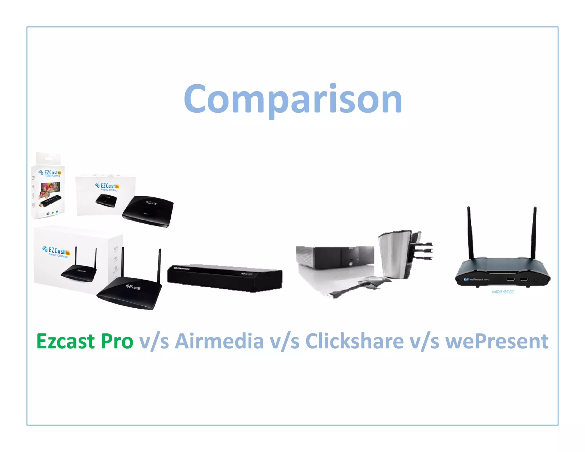 Ezcast pro vs Crestron Airmedia vs Barco clickshare vs Latentech ...