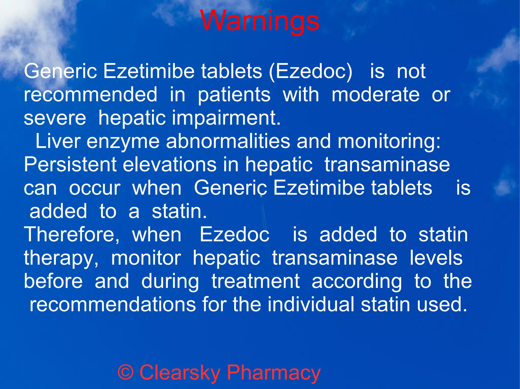 Generic Ezetimibe Tablets (Ezedoc) | ODP