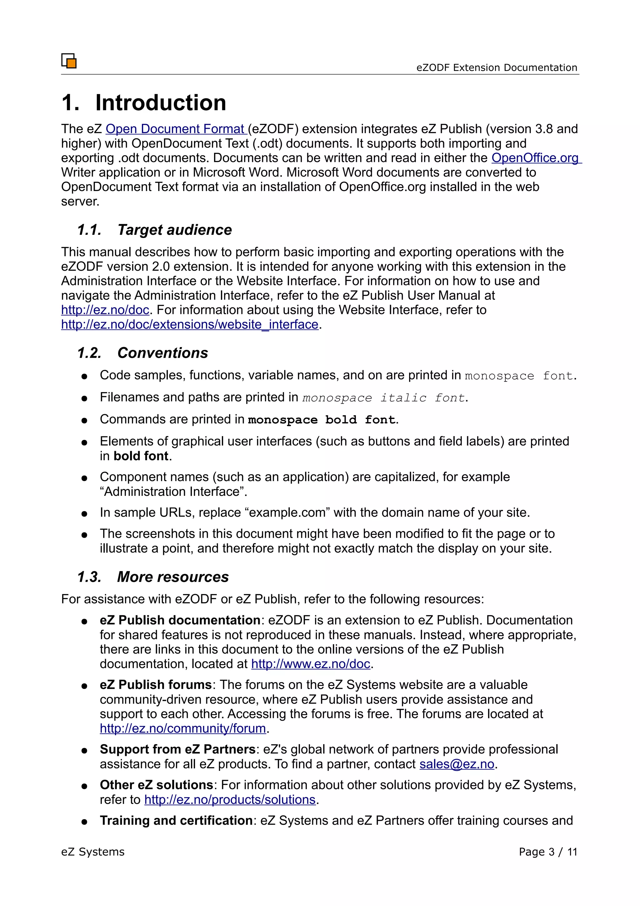 Ezodf extension documentation | PDF