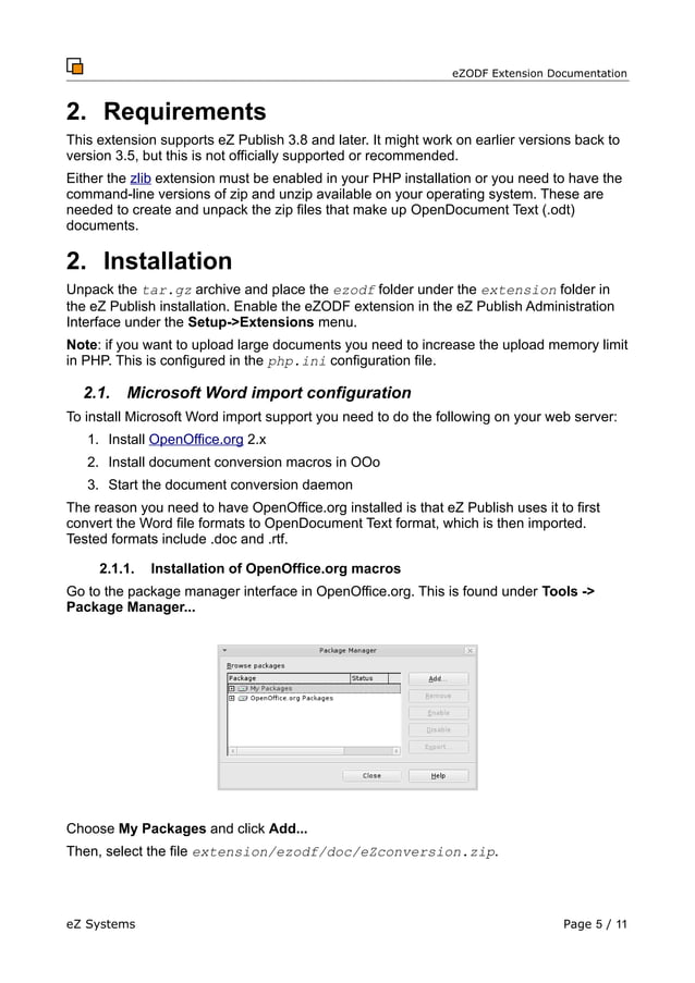 Ezodf extension documentation | PDF