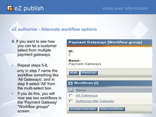 eZ Publish Workflows and Payment Gateways | PPT