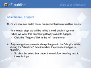 eZ Publish Workflows and Payment Gateways | PPT
