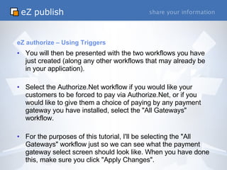 eZ Publish Workflows and Payment Gateways | PPT