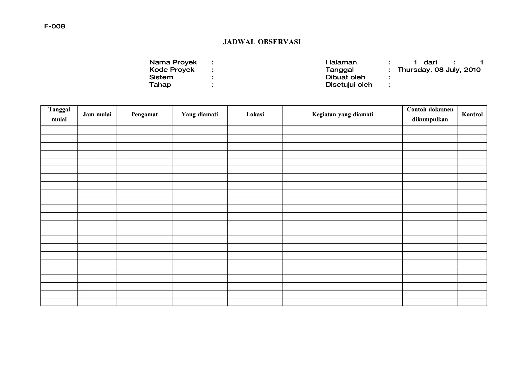 F 008 jadwal observasi | DOC