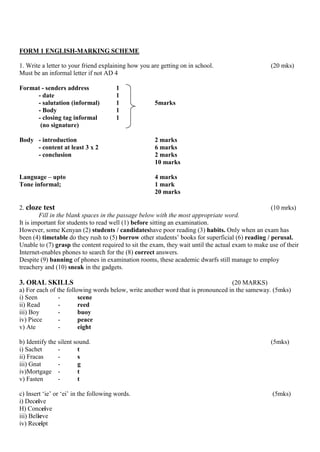F 1-english-form-1-marking-scheme-term-2-exam-2017 | PDF
