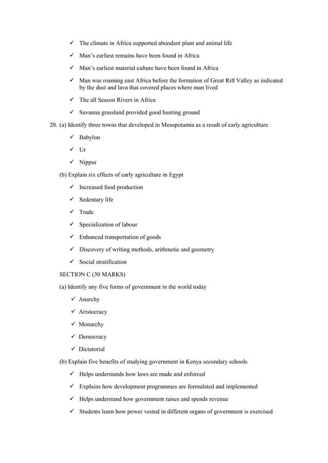 F 1-history-and-government-form-1-marking-scheme-mid-term-2-exam-2017 | PDF