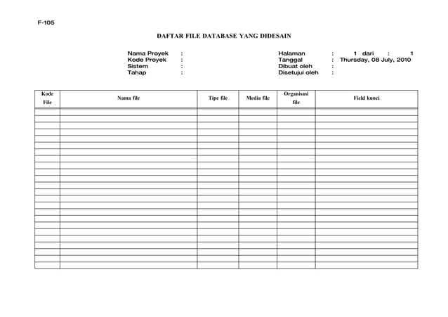 F 105 daftar file database yang didesain | DOC