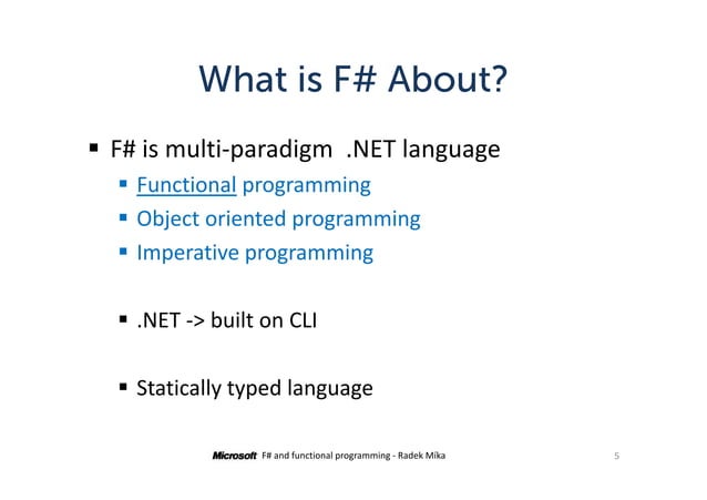 Microsoft F# and functional programming | PPT