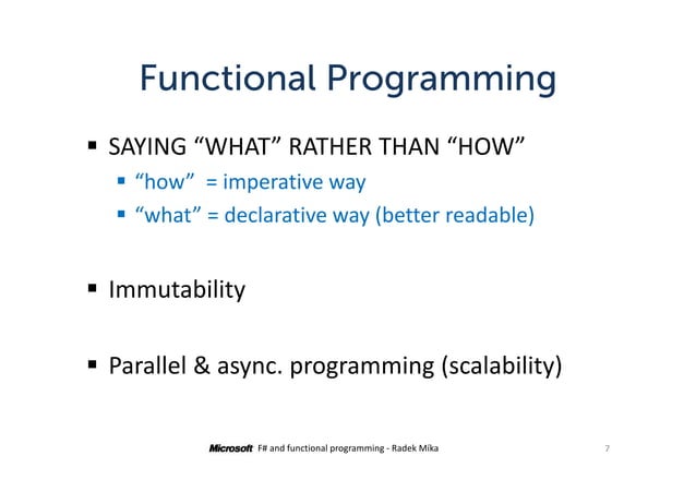 Microsoft F# and functional programming | PPT