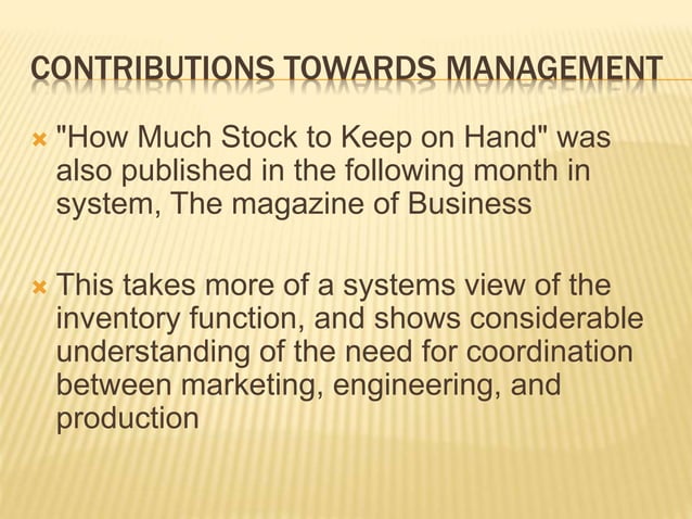 F.W. Harris- EOQ MODEL | PPTX | Legal Services Industry | Industries