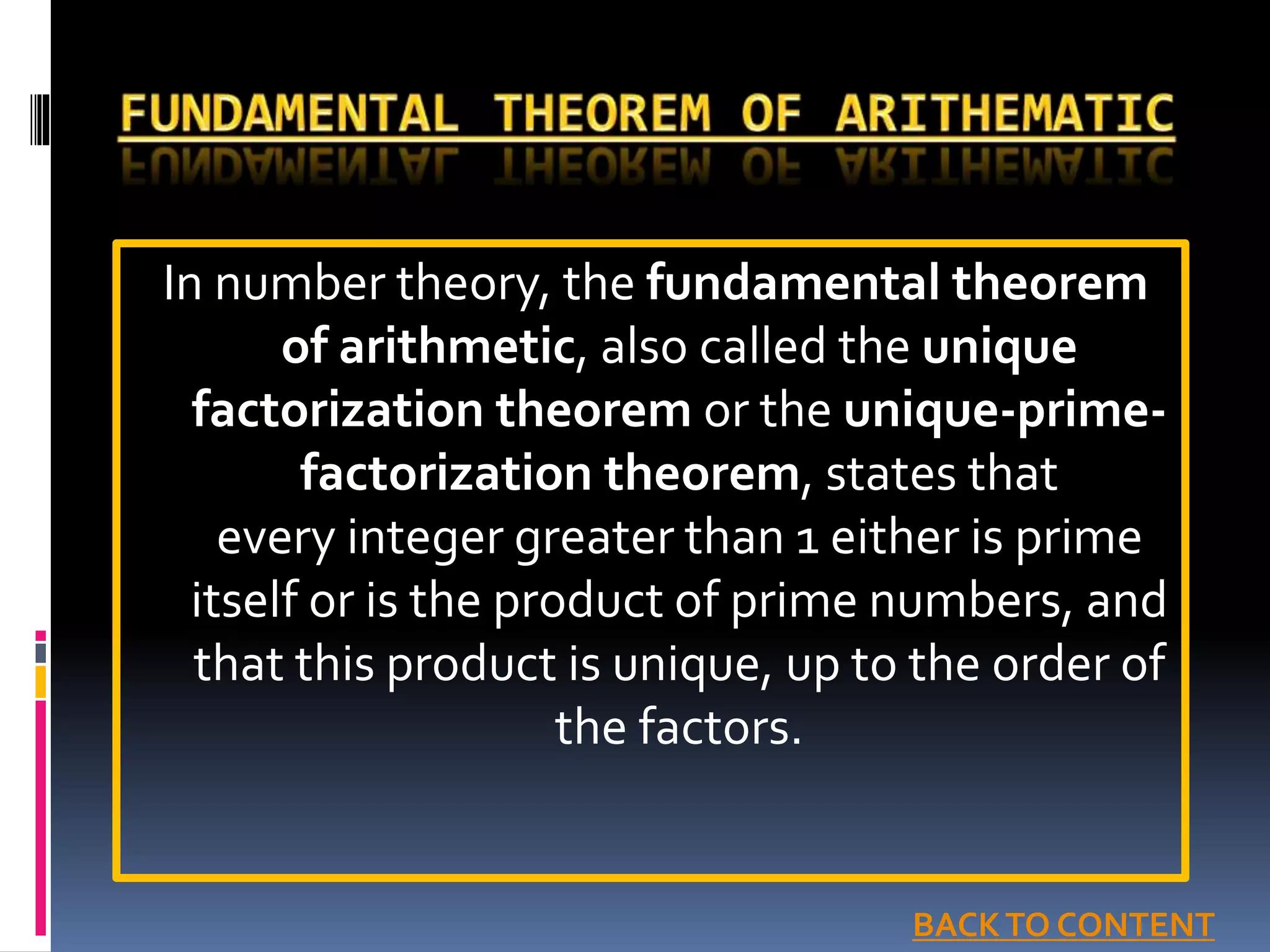 Fundamental theorem of arithmatic | PPSX