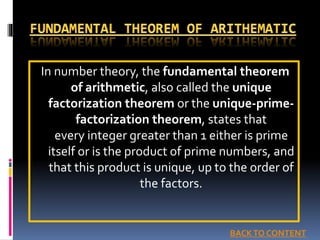 Fundamental theorem of arithmatic | PPSX