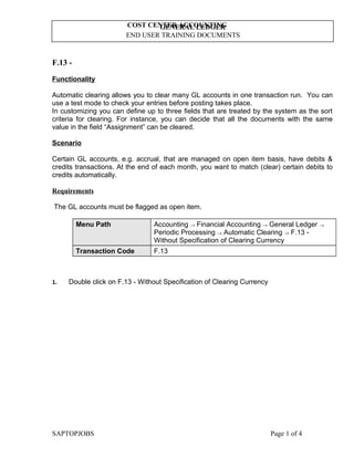 F.13 gl account automatic clearing | DOC