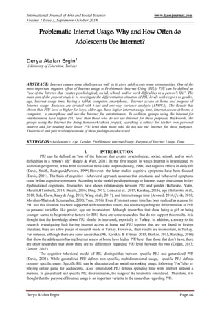 Problematic Internet Usage: Why and How Often do Adolescents Use ...