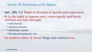 FUNDAMENTAL RIGHTS IN THE INDIAN CONSTITUTION-RIGHT TO FREEDOM | PPTX ...