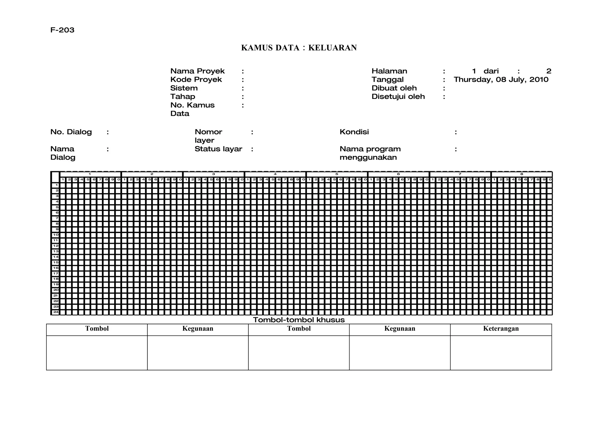 F 203 bagan tata letak layar terminal | DOC