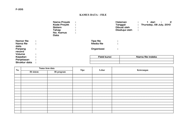 F 205 kamus data file | DOC