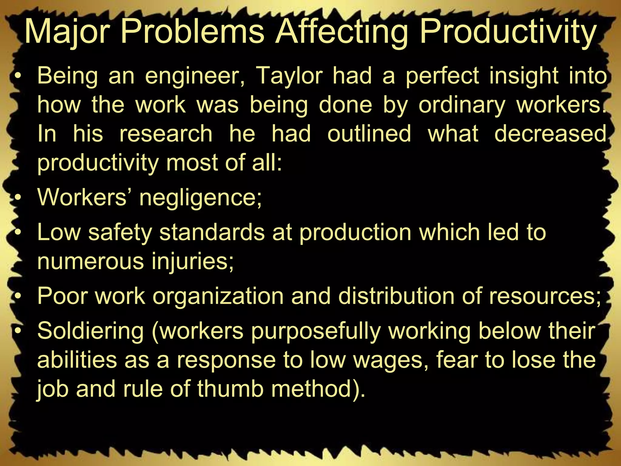 F.w. taylor , Principles of Scientific Management, | PPT