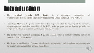 F 22 a raptor, usa - advanced tactical fighter aircraft | PPTX