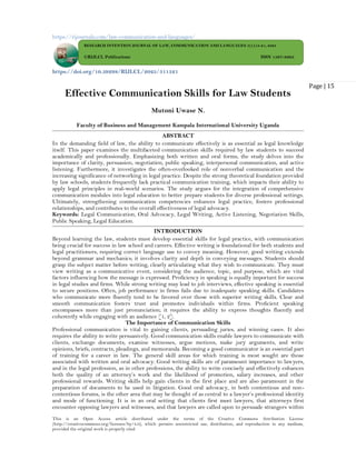 Effective Communication Skills for Law Students (www.kiu.ac.ug) | PDF