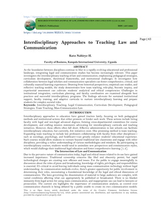 Interdisciplinary Approaches to Teaching Law and Communication (www.kiu ...