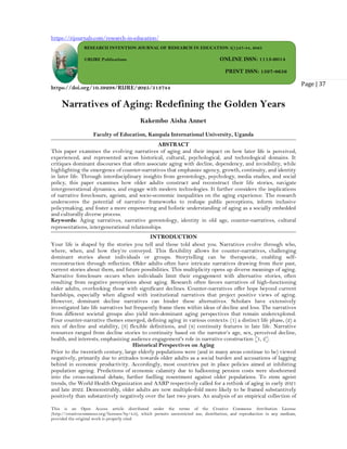 Narratives of Aging: Redefining the Golden Years (www.kiu.ac.ug) | PDF