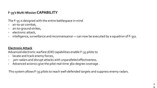 Lockheed Martin F35 Lightning II(Aerodynamics Presentation) | PPTX