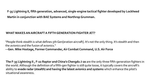 Lockheed Martin F35 Lightning II(Aerodynamics Presentation) | PPTX ...