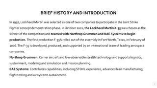 Lockheed Martin F35 Lightning II(Aerodynamics Presentation) | PPTX