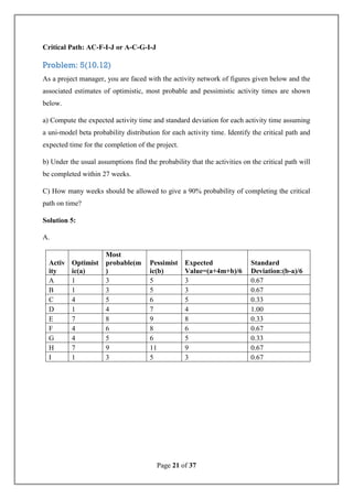 “Application of the Program Evaluation Review and Technique | PDF