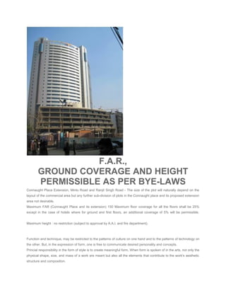 F.A.R., Ground Coverage and Height Permissible as per Bye Laws | DOC