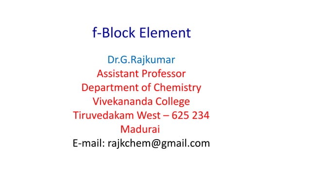 f- block elements | PPTX | Chemistry | Science