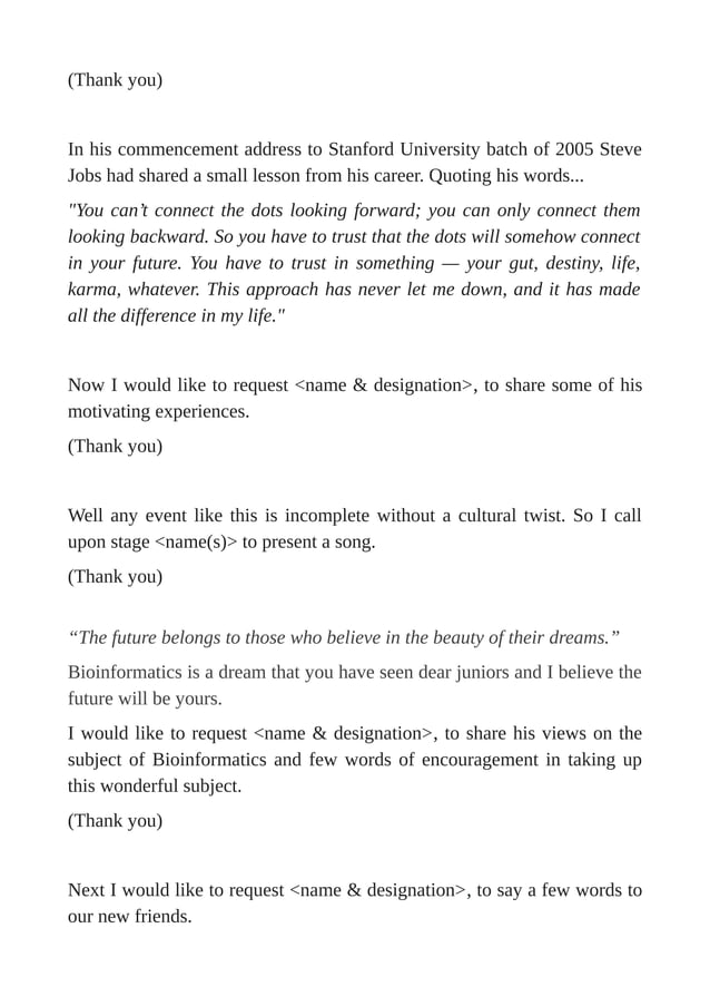 Freshers day anchoring script | PDF