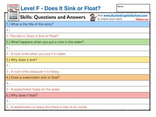 F - Does it Sink or Float? | PDF