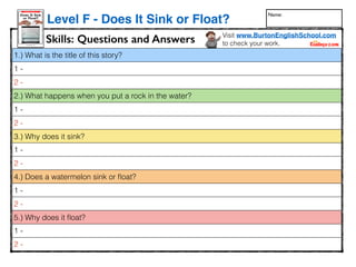 F - Does it Sink or Float? | PDF