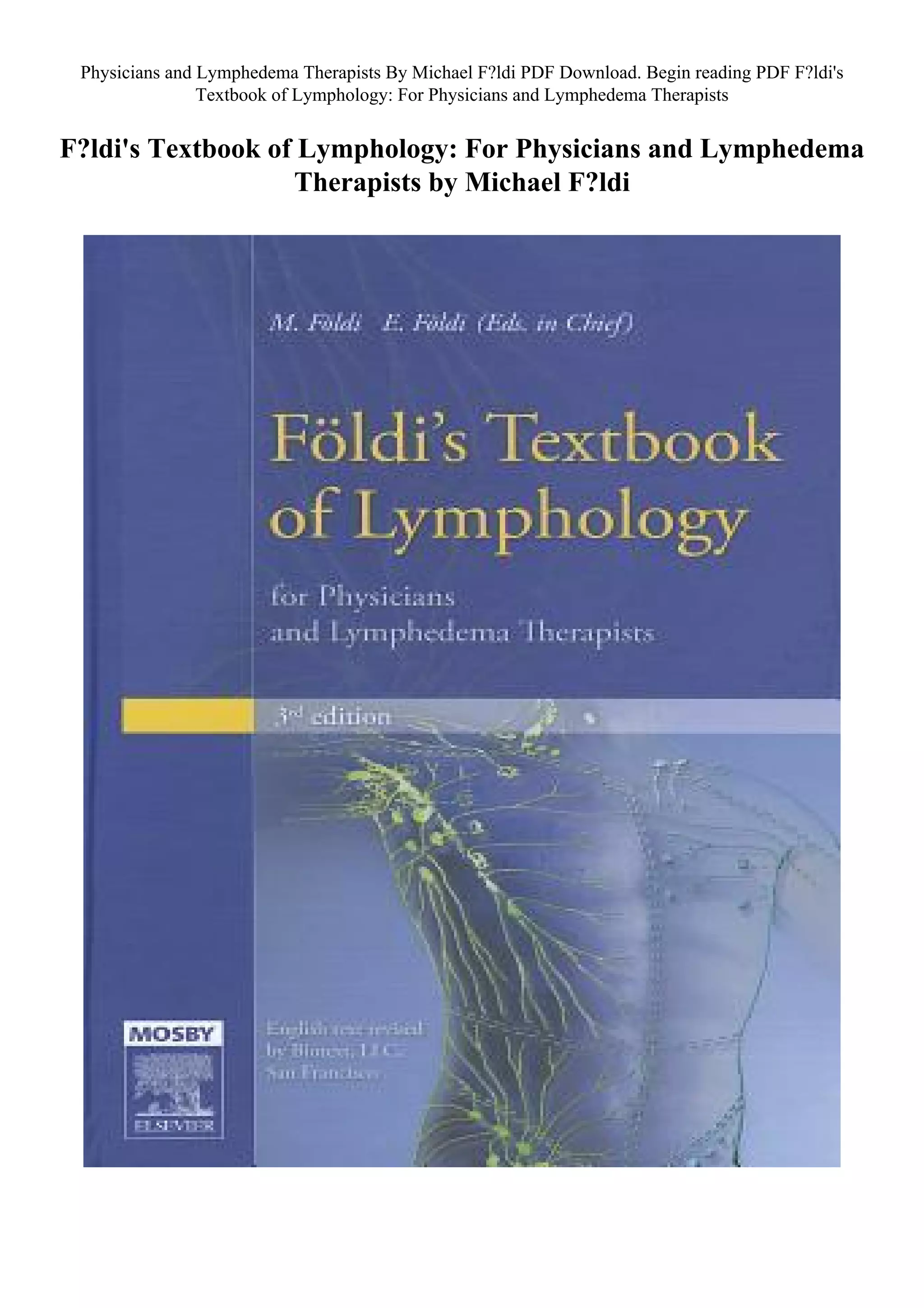 (F?ldi's Textbook of Lymphology: For Physicians and Lymphedema ...