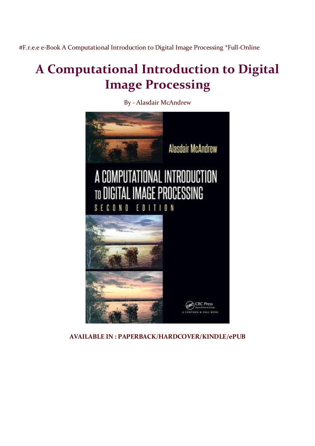 #F.r.e.e e-Book A Computational Introduction to Digital Image Process…