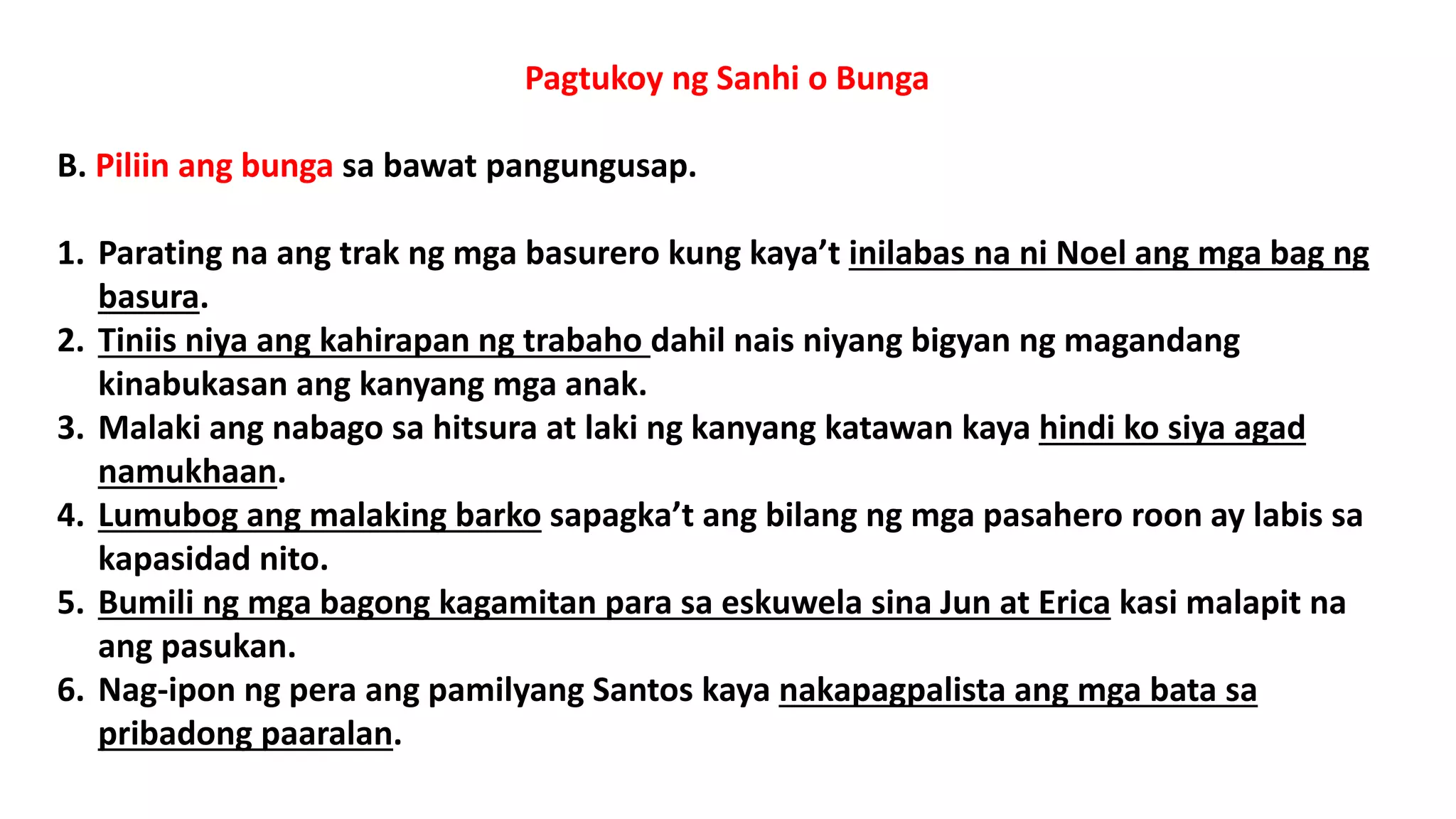 Filipino - Sanhi at Bunga | PPTX