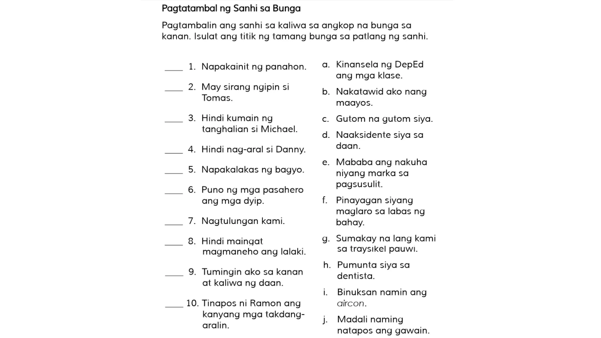 Filipino - Sanhi at Bunga | PPTX