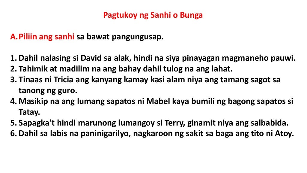 Filipino - Sanhi at Bunga