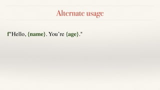 F-strings PyCascades Lightning Talk | PDF