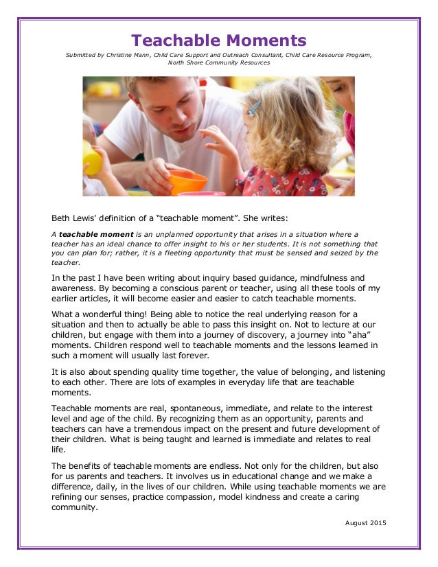 Teachable Moment Education | National Education